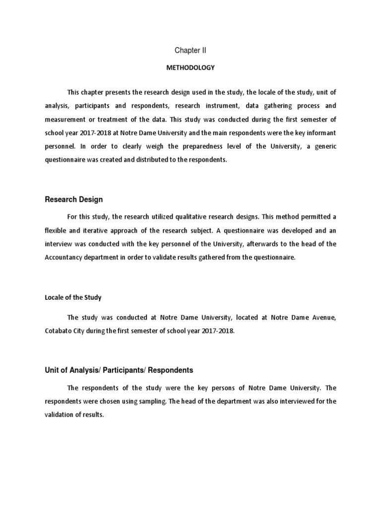 Chapter II Methodology | PDF | Questionnaire | Survey Methodology