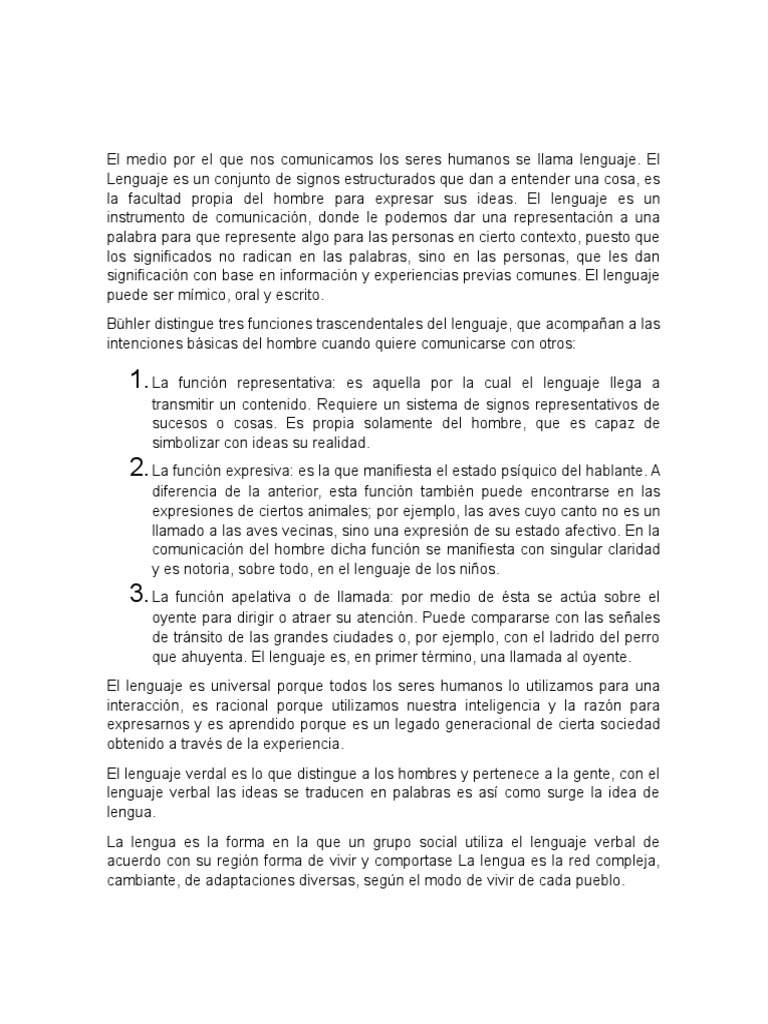 Lengua, Lenguaje, Círculo Del Habla. Definición, Características ...