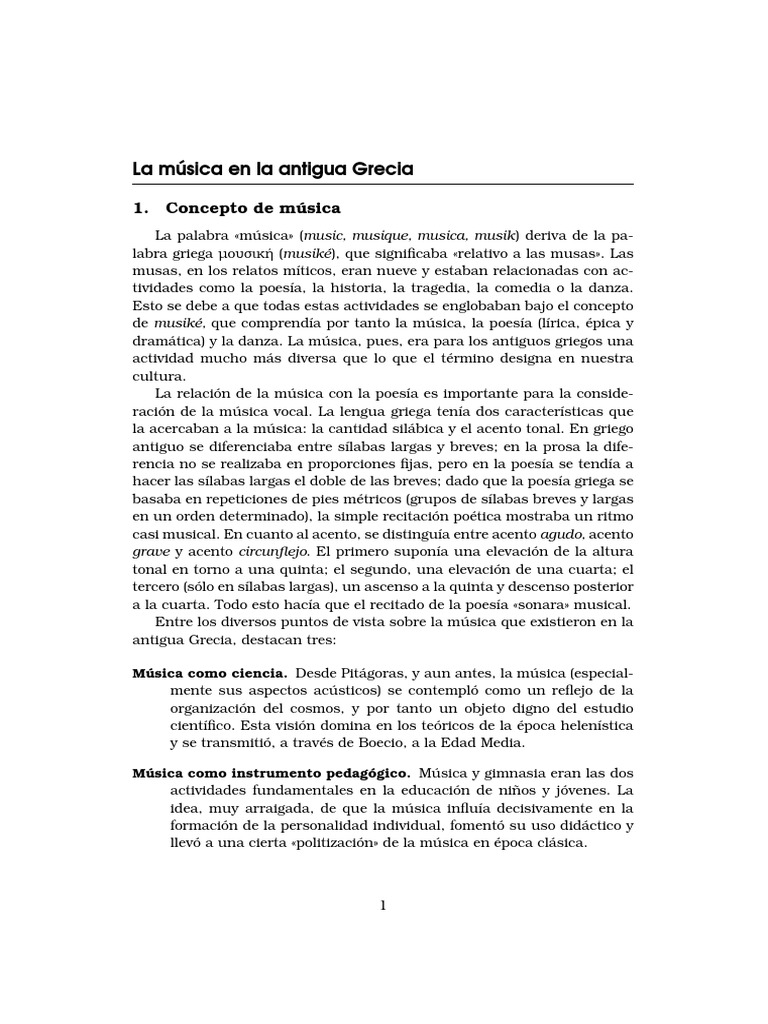 Música en la Antigua Grecia: Conceptos y Historia | PDF | Ritmo ...