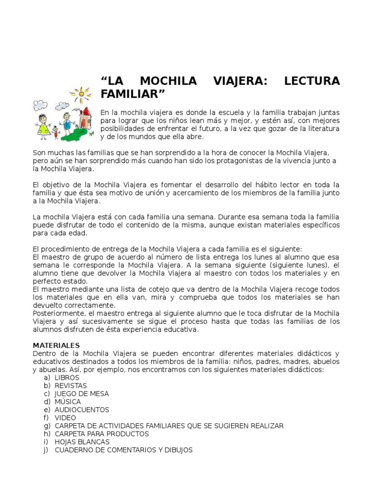 La Mochila Viajera1 | PDF | Mochila | Lectura (proceso)