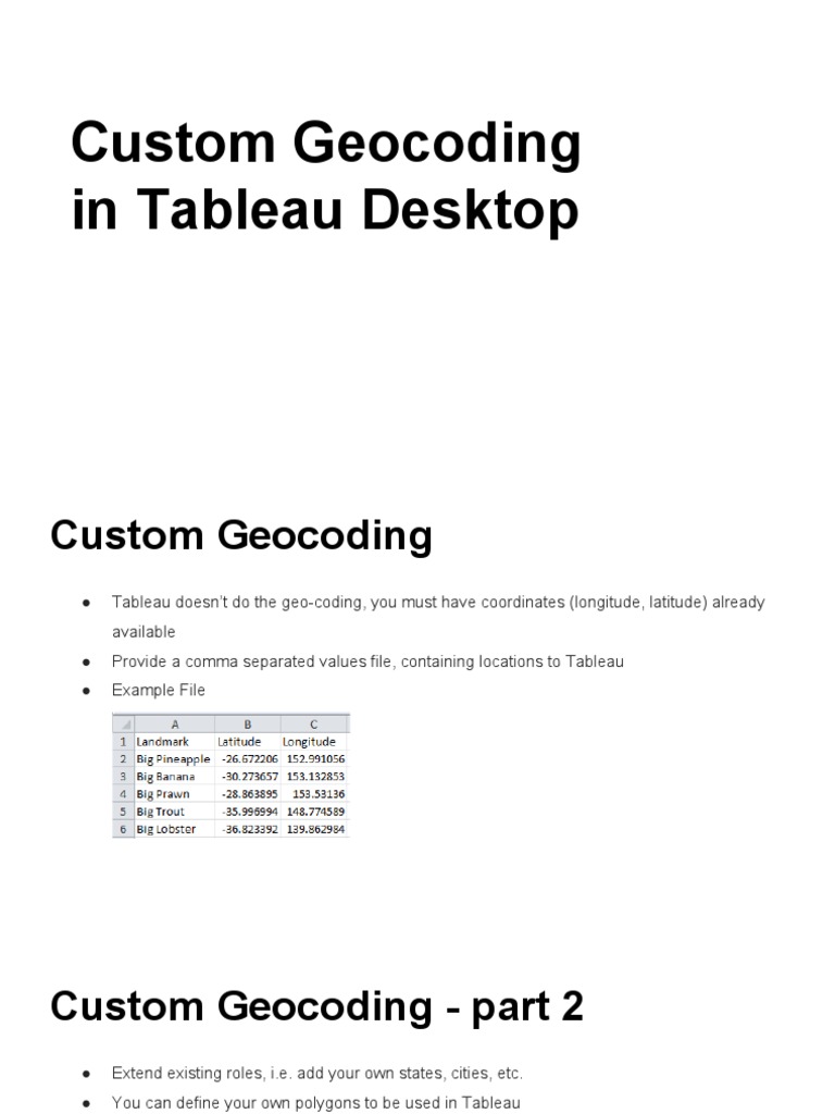 Custom Geocoding in Tableau Desktop | PDF