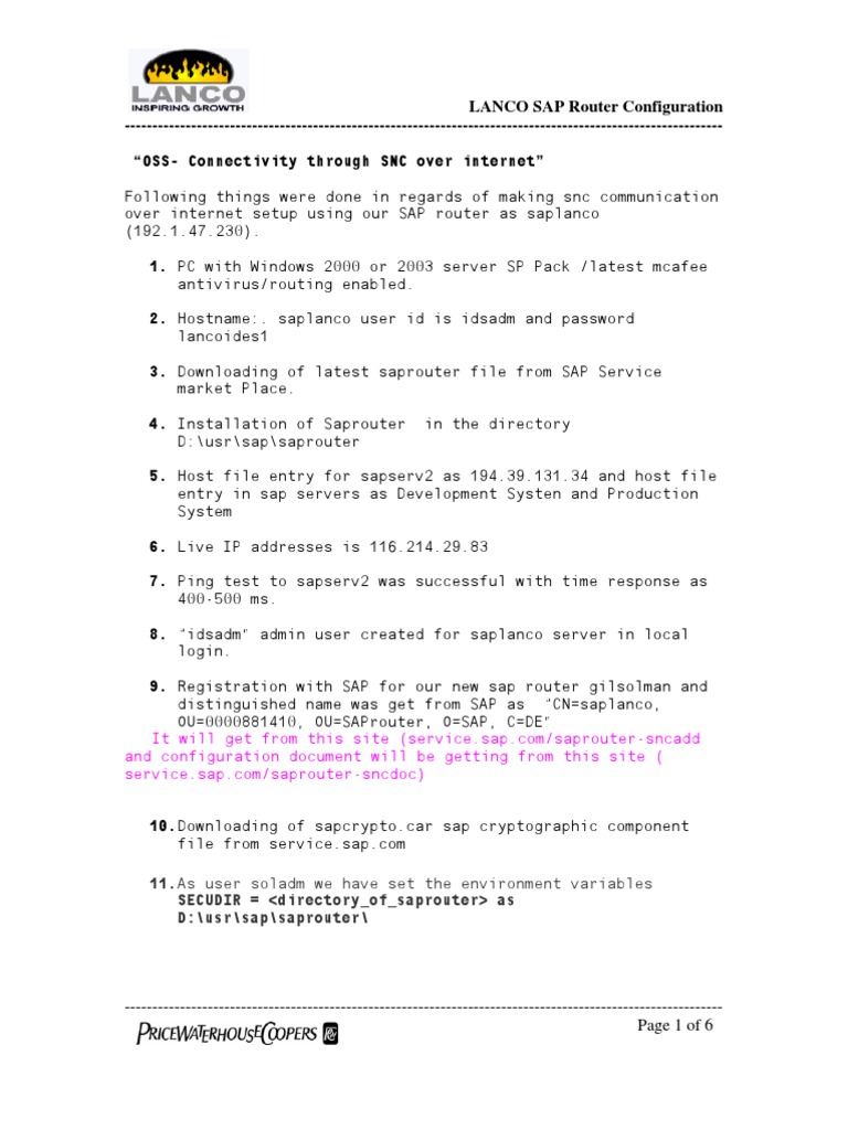 Saprouter Configuration For Lanco11239501081 Pdf Computer File