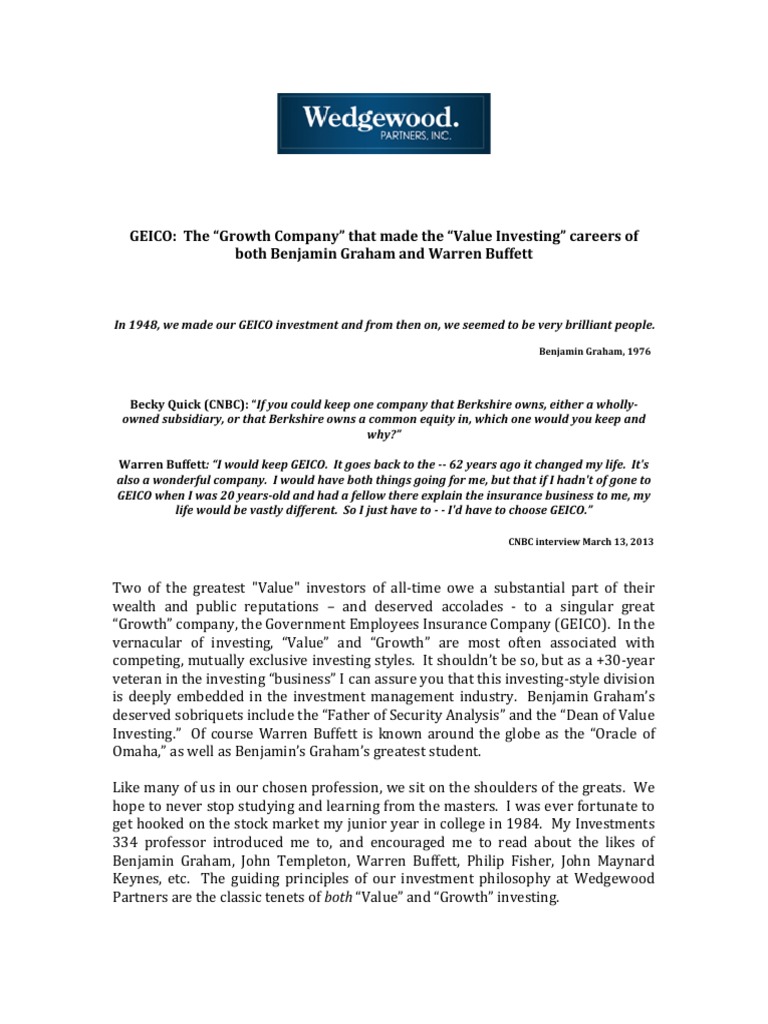 GEICO Made Carrer | PDF | Benjamin Graham | Warren Buffett