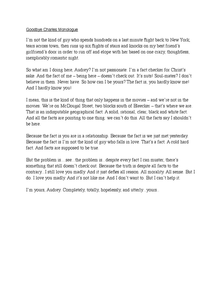 Goodbye Charles Monologue (The Fact Checker) | PDF