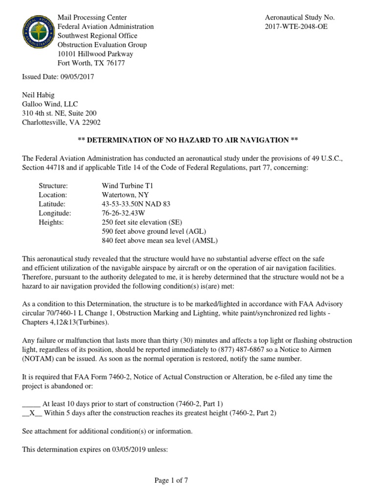 Galloo FAA Aproval Letter | Instrument Flight Rules | Visual Flight Rules