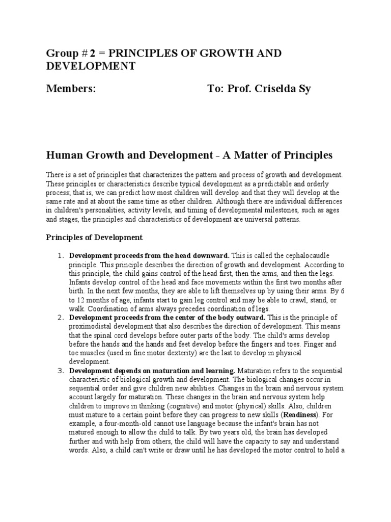 Principles of Growth & Development | PDF | Nervous System ...