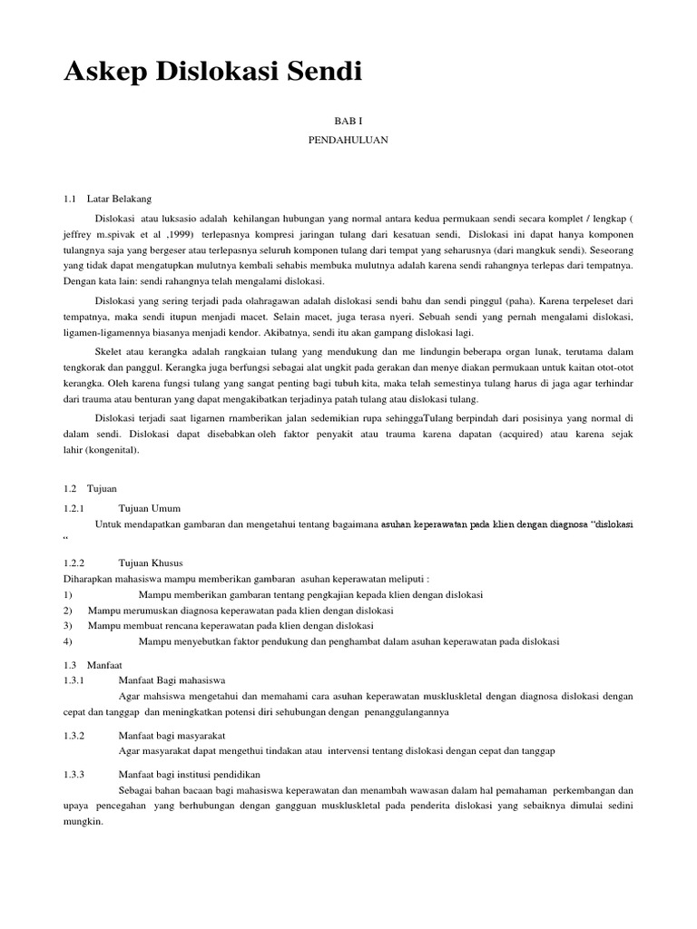 Askep Dislokasi Sendi | PDF