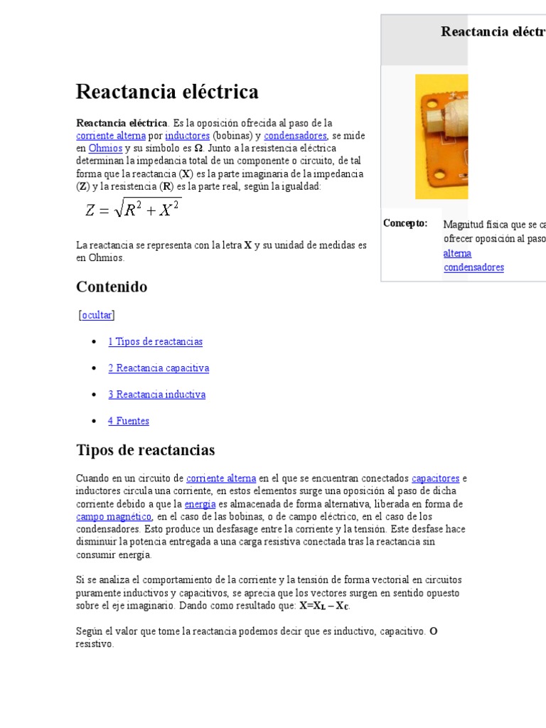 Reactancia Eléctrica | PDF | Impedancia eléctrica | Condensador