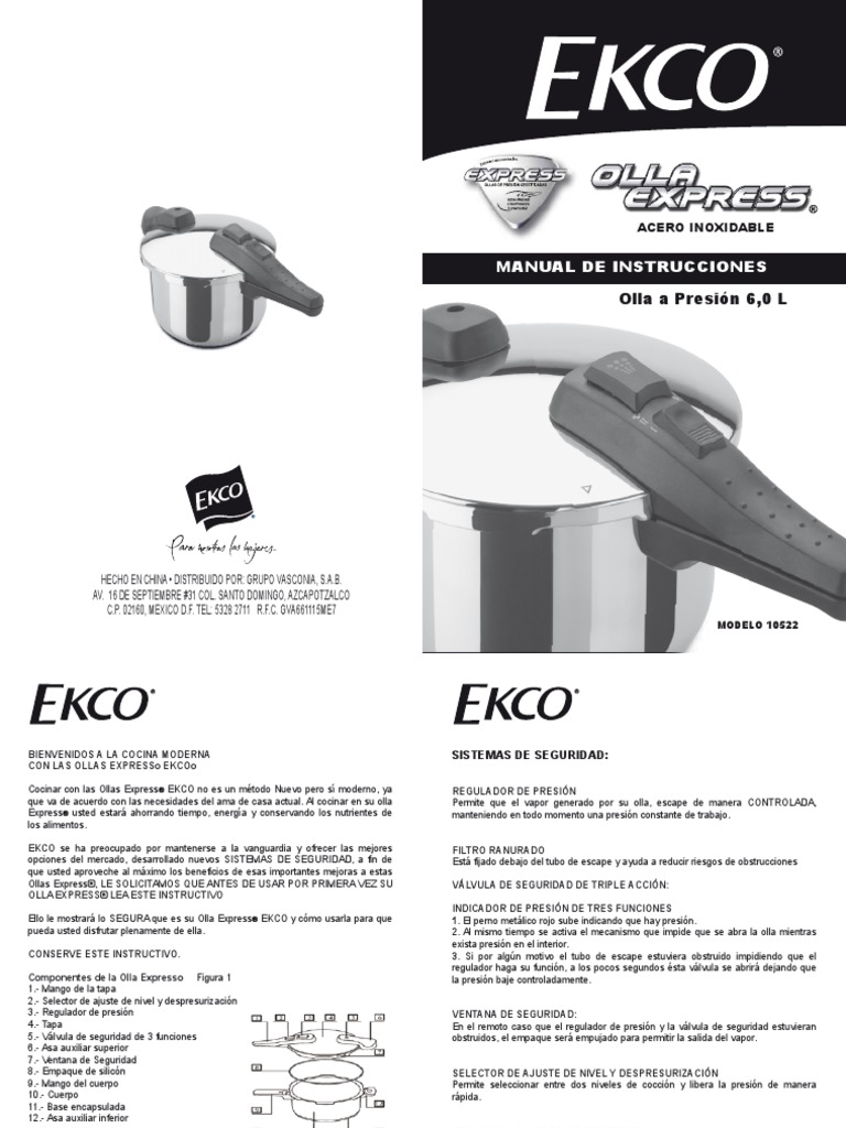 Inst 3 Ekco Acero | PDF | Cocción a presión | Alimentos