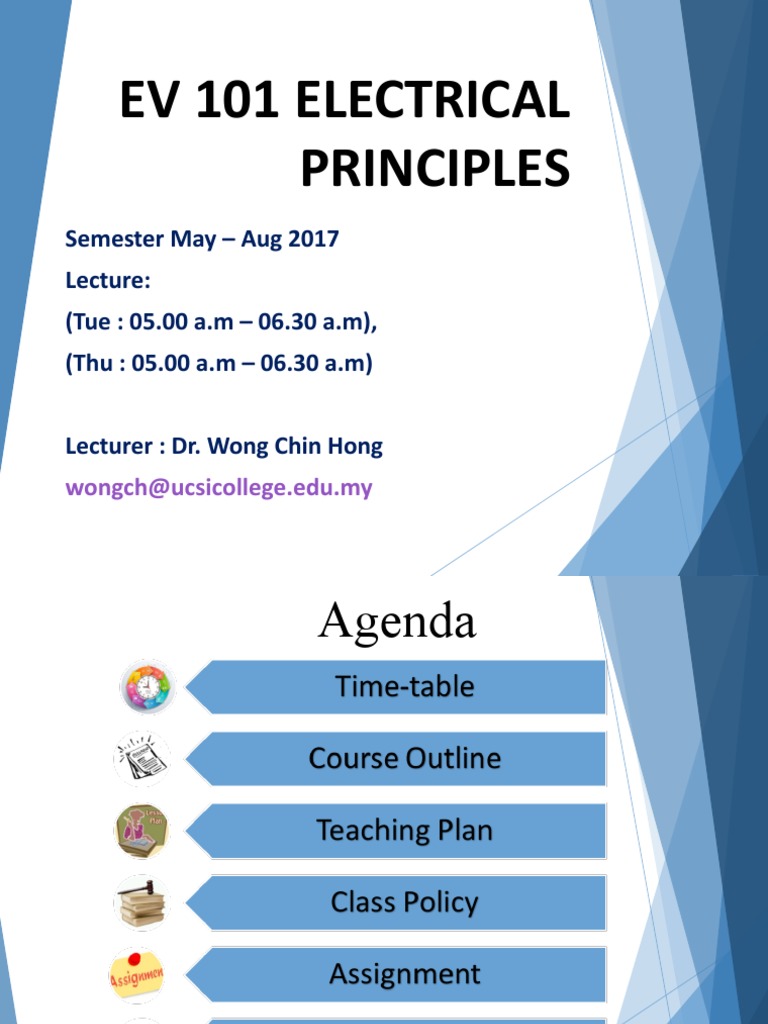 EV 101 Electrical Principles Course Outline | PDF | Quiz | Test ...