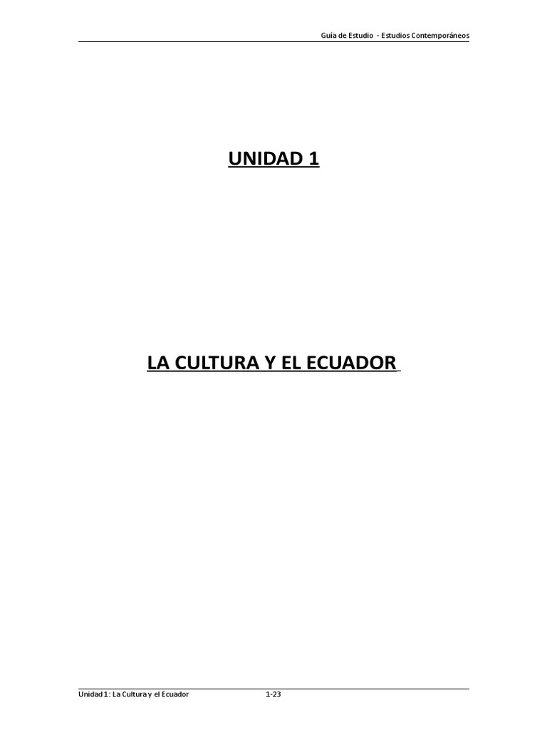 Unidad 1 Cultura y El Ecuador | PDF | Interculturalidad | Contracultura