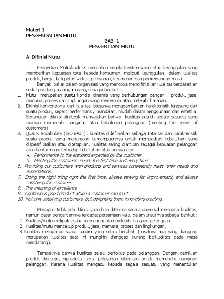 Materi Pengendalian Penjaminan Mutu | PDF