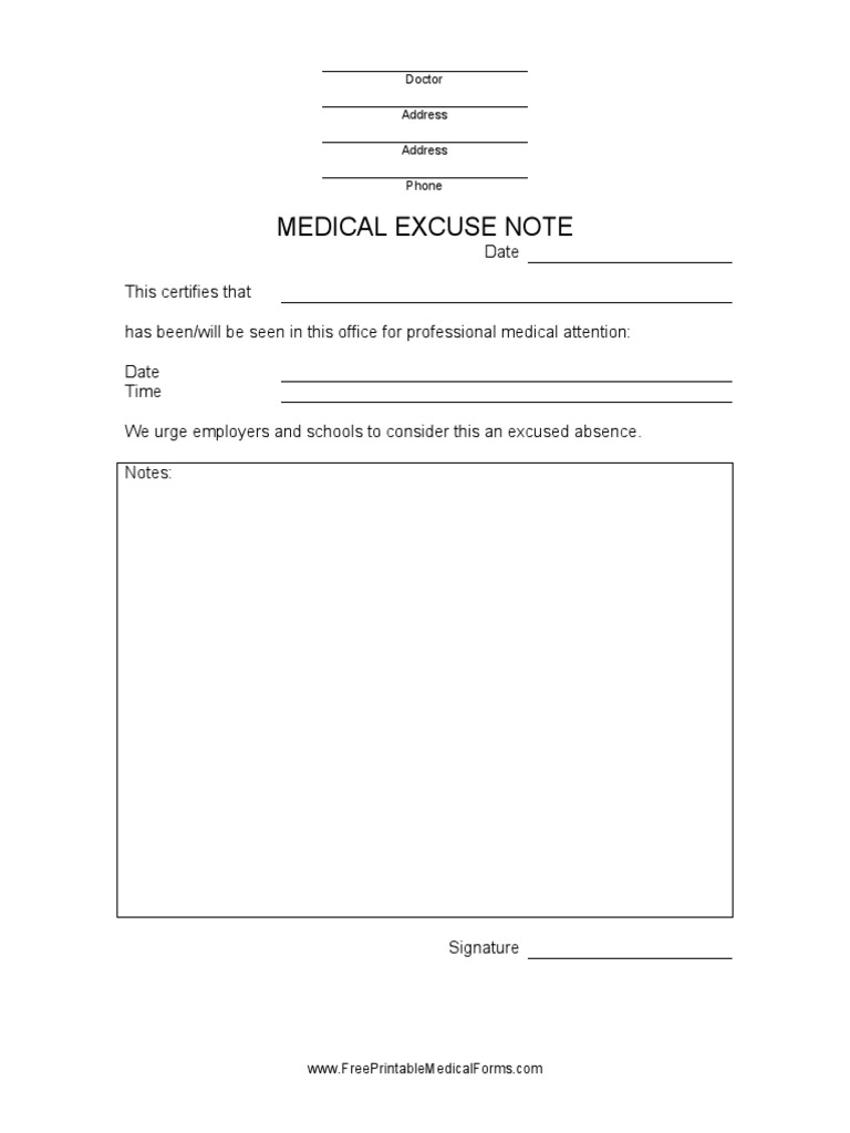 Medical Excuse Note | PDF