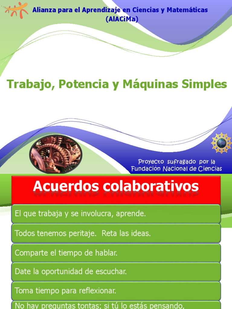 Trabajo y Potencia en Máquinas Simples | PDF | Palanca | Fuerza
