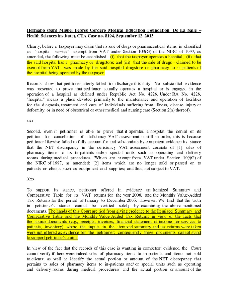 VAT (In Patients) | PDF | Hospital | Pharmacy