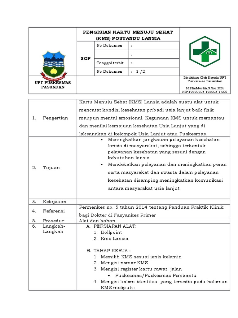 Sop Pengisian Kartu Menuju Sehat | PDF