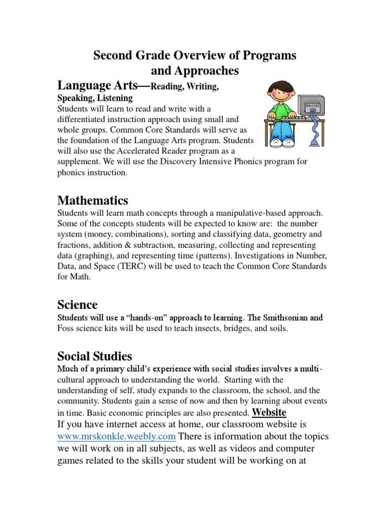 Second Grade Program Overview 2017-2018 | PDF | Common Core State ...