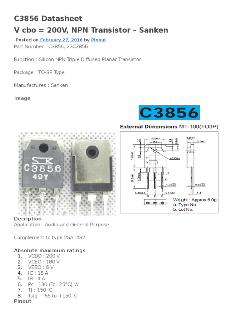 Data Sheet c3856 | PDF