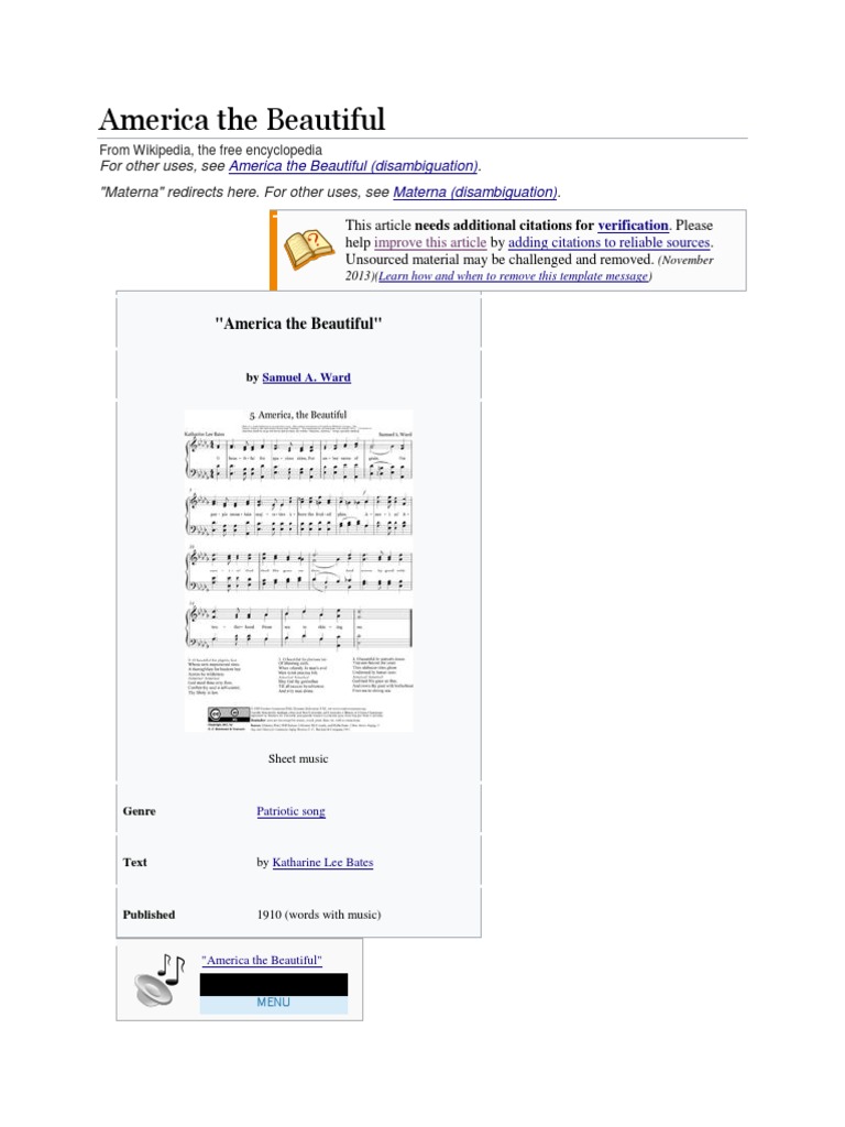 America the Beautiful Song Summary | PDF | North American Music | Leisure