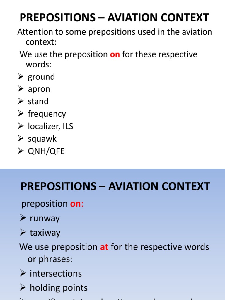 Prepositions - Aviation Context | PDF | Business | Technology & Engineering