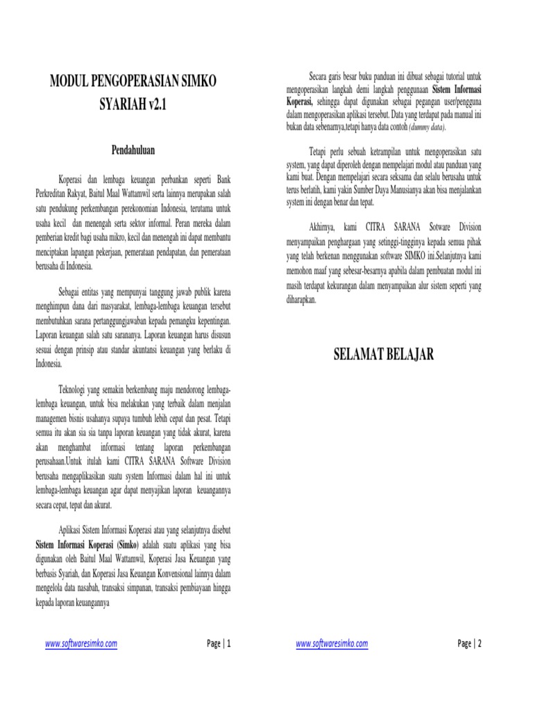 Modul Pengoperasian Simko Syariah v3 | PDF