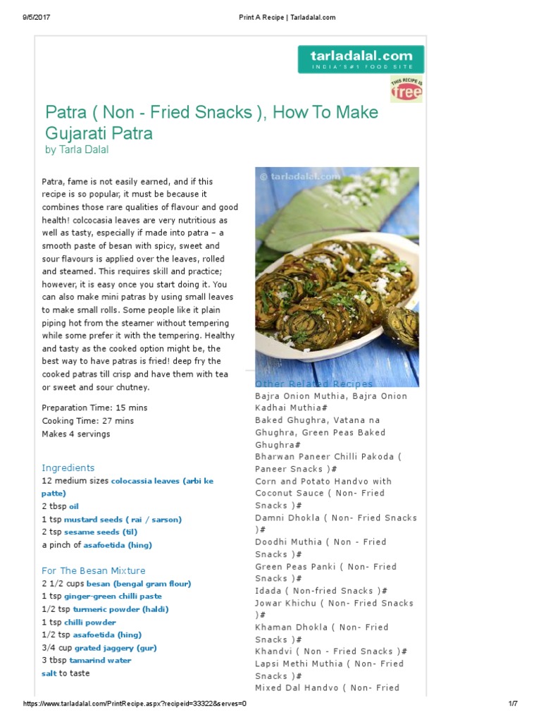 How to Make Gujarati Patra, a Traditional Non-Fried Snack Made with ...