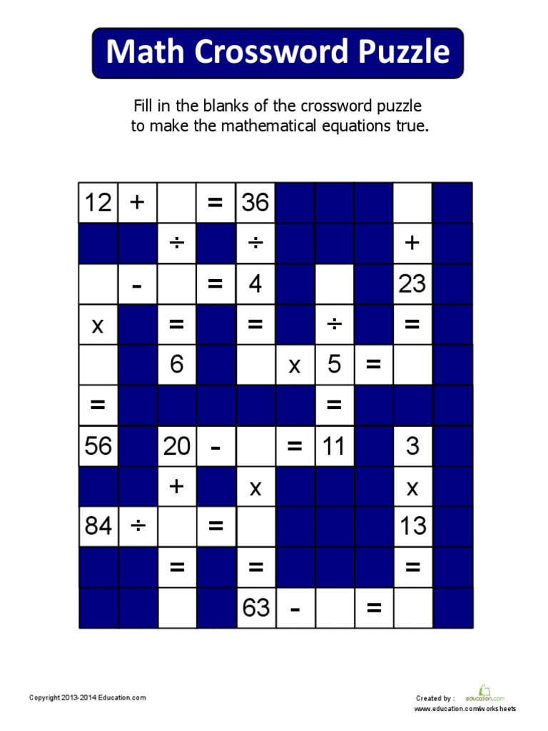 Math Crossword PDF | PDF