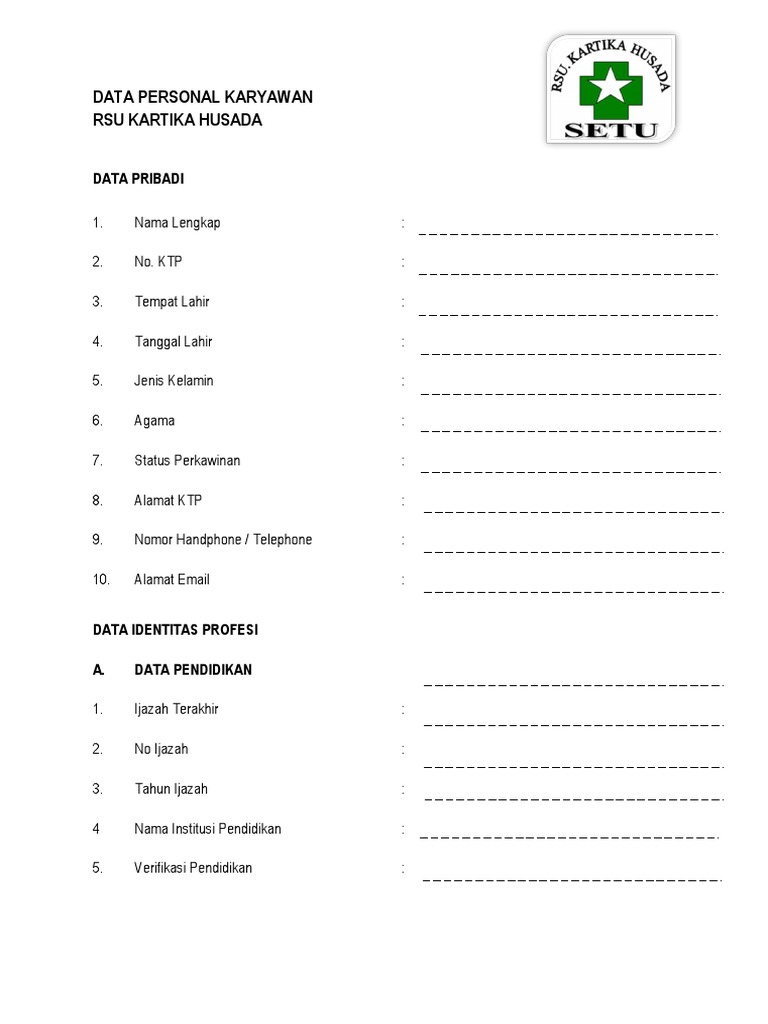 Data Personal Karyawan | PDF