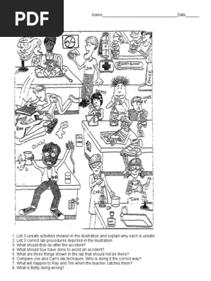 Lab Safety Cartoon Worksheet Science Safety Cartoon | TPT