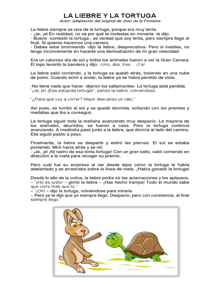 La liebre y la tortuga: fábula clásica | PDF | Poesía