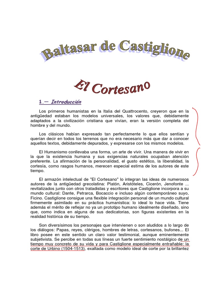 Baltasar Castiglione - El Cortesano (Análisis) | Ciencia filosófica ...