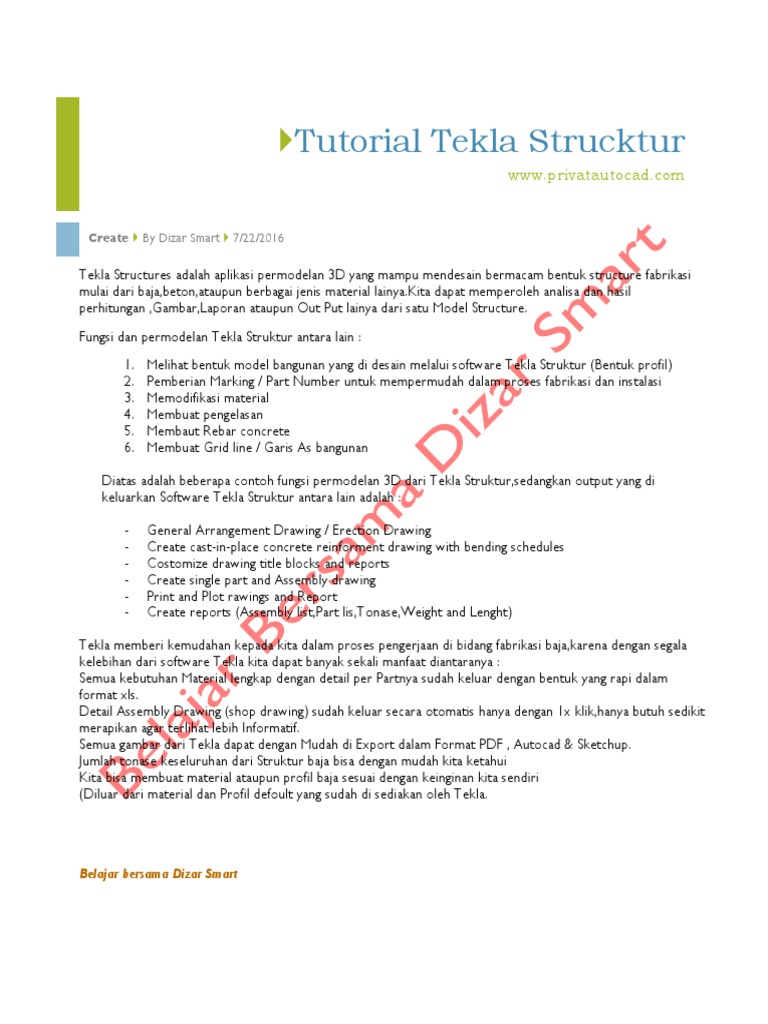 Tutorial Lengkap Tekla Structures | PDF