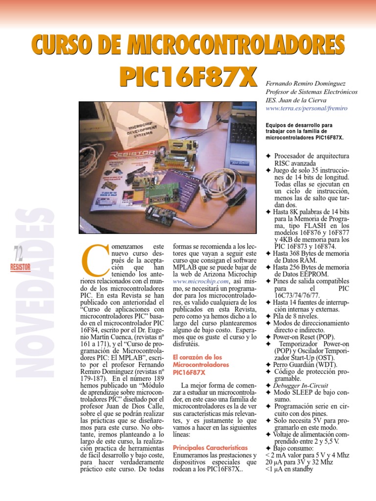 Curso de Microcontroladores PIC16F87X | PDF | Microcontrolador Pic | Microcontrolador