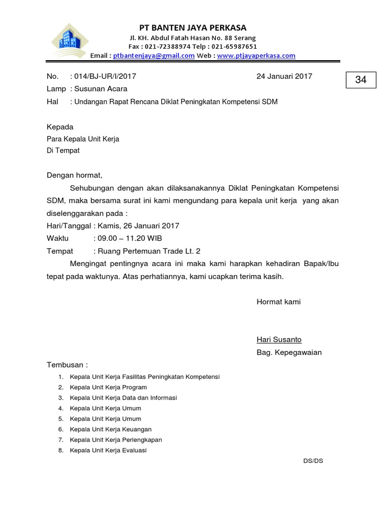 Surat Undangan Rapat | PDF