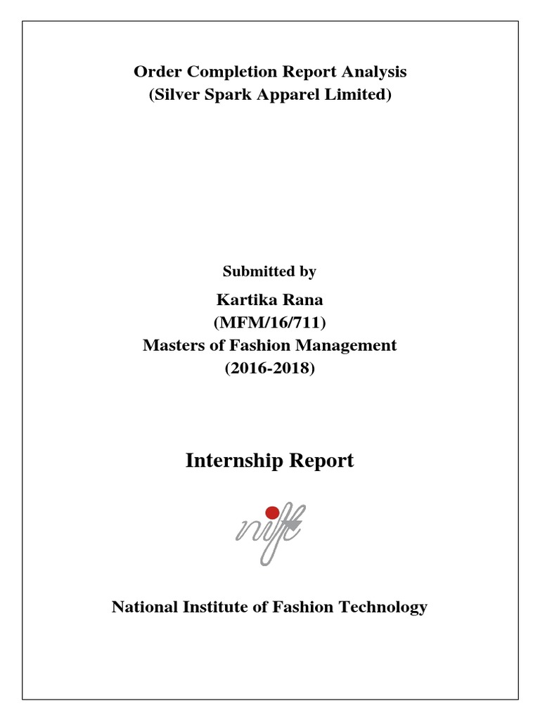 Order Completion Report Analysis (Silver Spark Apparel Limited) | PDF