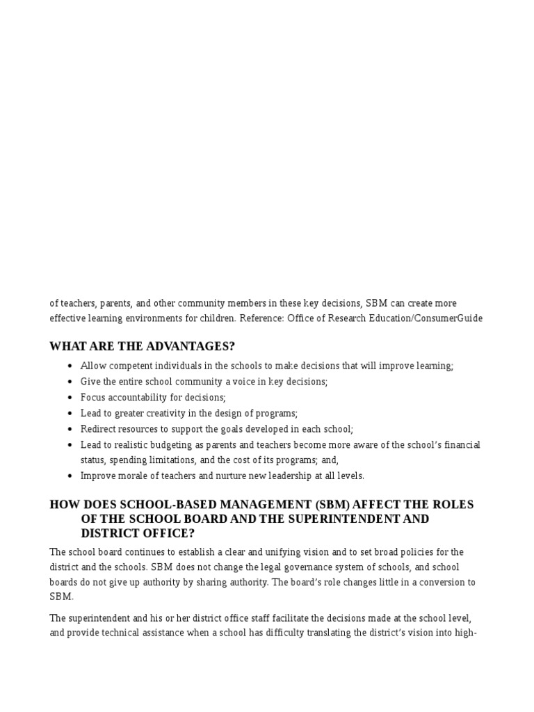 A Comprehensive Guide To School-Based Management (SBM) | PDF ...