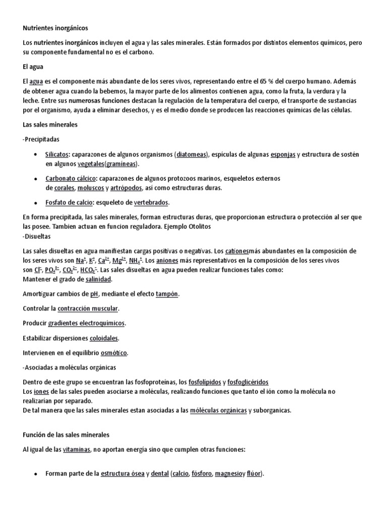 Nutrientes Inorgánicos y Vitaminas | PDF | Vitamina | Metabolismo