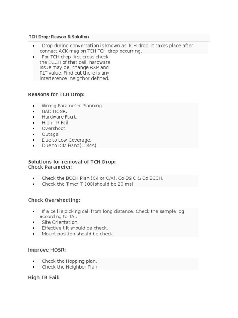 TCH Drop Analisis | PDF
