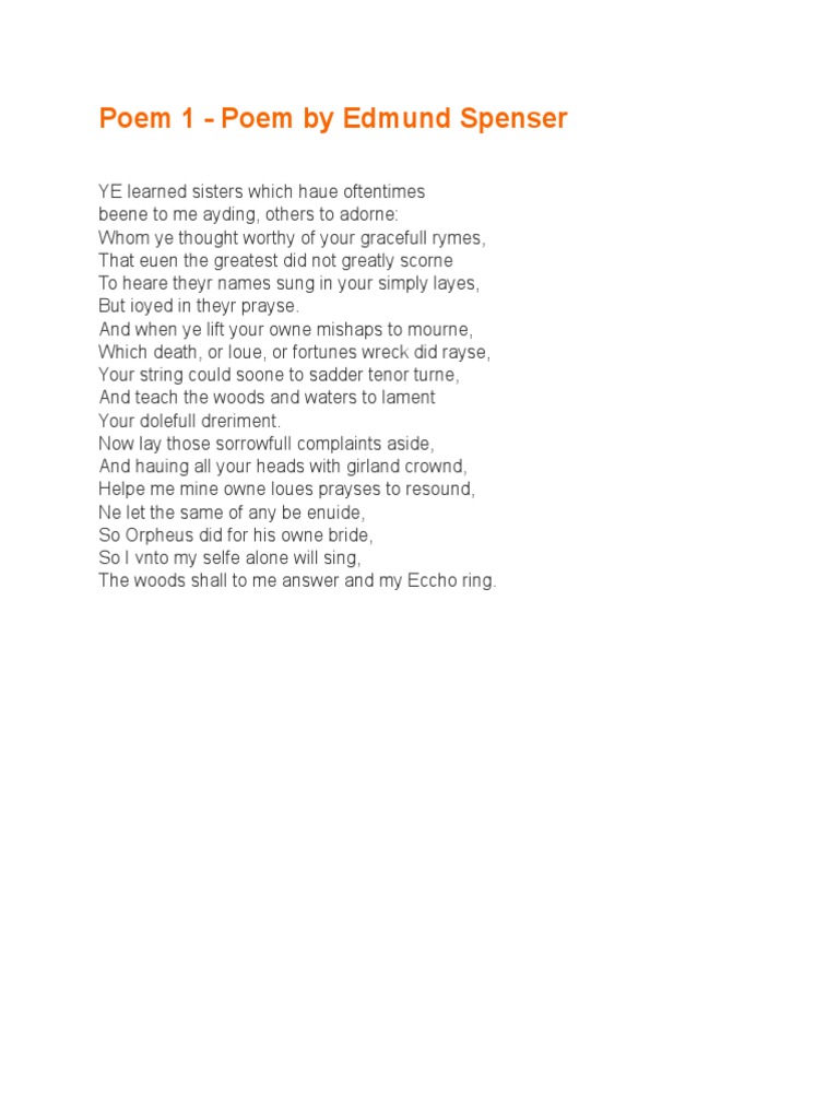 Poem 1 by Edmund Spencer | PDF