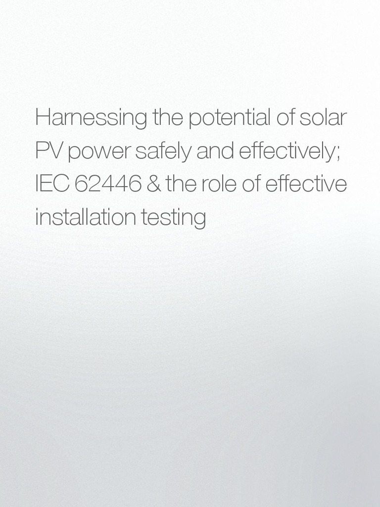 PV Testing White Paper Harnessing The Potential | PDF | Photovoltaics ...
