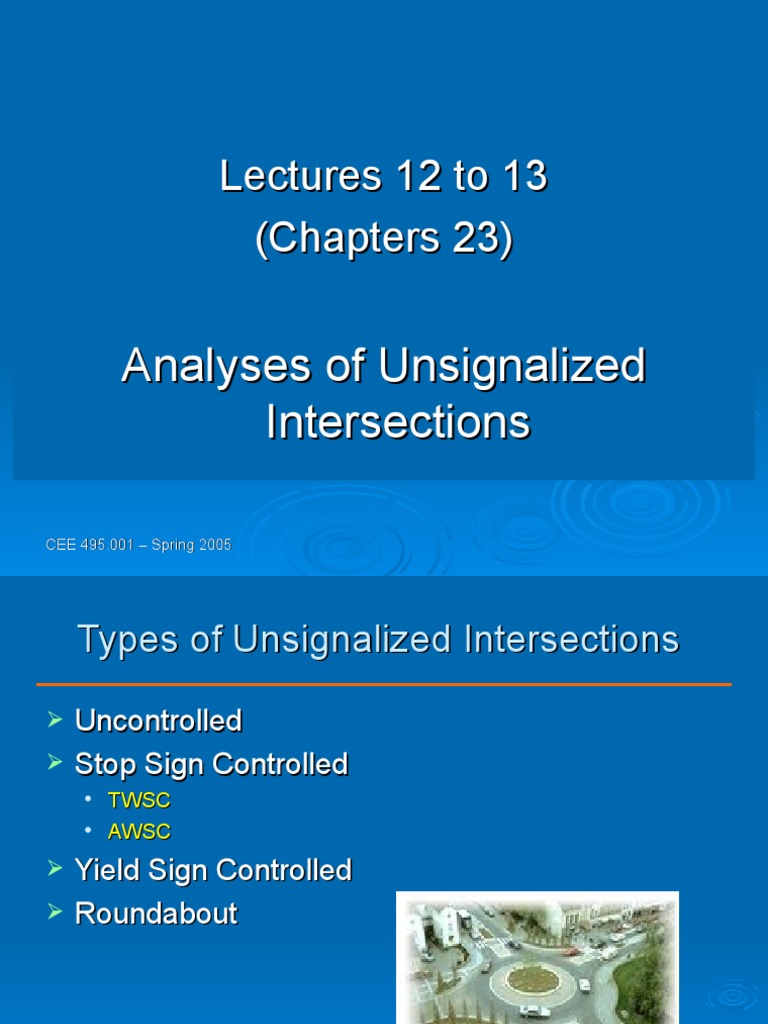 Lecture12 And 13 Analysis Unsignalized Intersection Pdf Traffic Road Transport