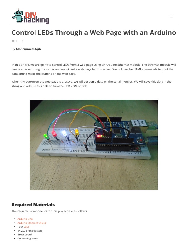 Control Leds Through A Web Page With An Arduino Pdf Web Page Arduino