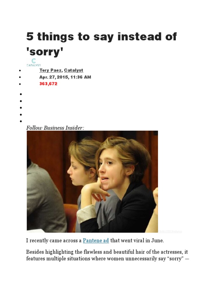 Alternatives to Saying "Sorry" | PDF | Psychological Concepts ...