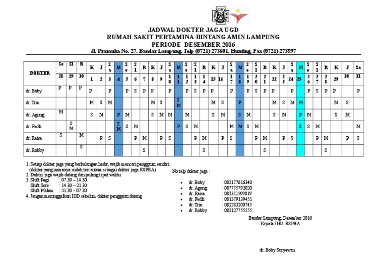 Jadwal IGD Desember | PDF