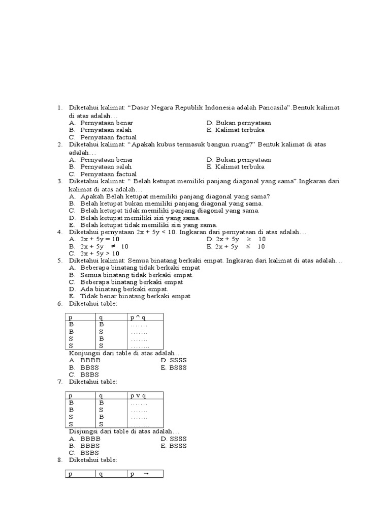 Soal Logika MTK | PDF