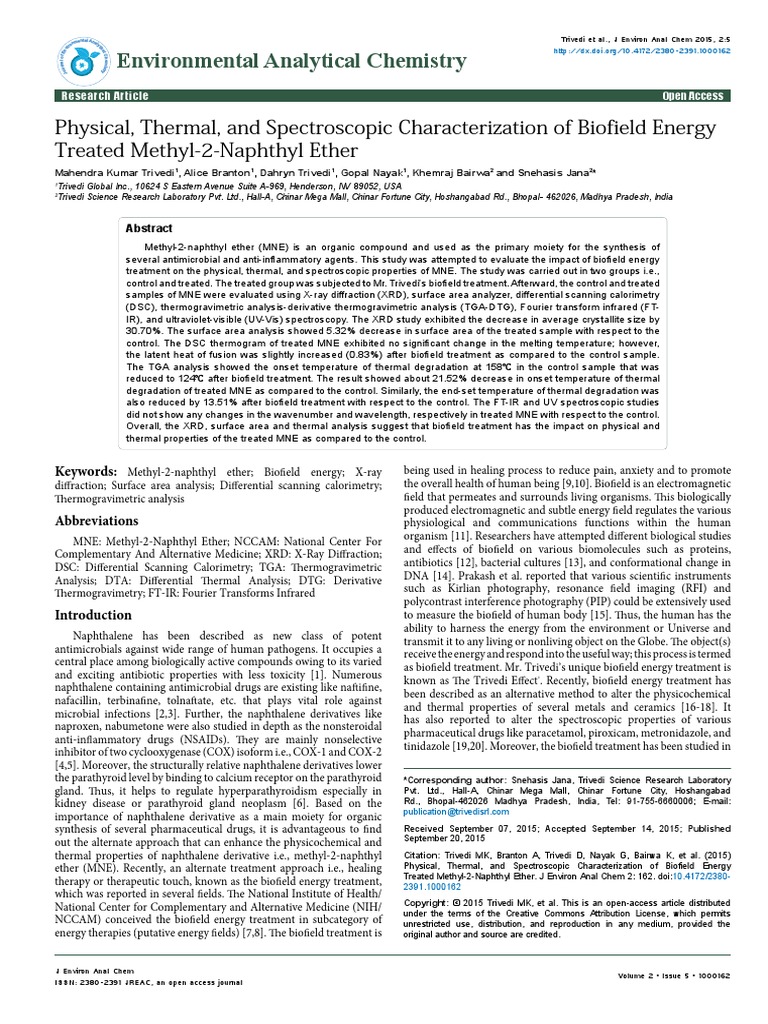 Trivedi Effect - Physical, Thermal, and Spectroscopic Characterization ...