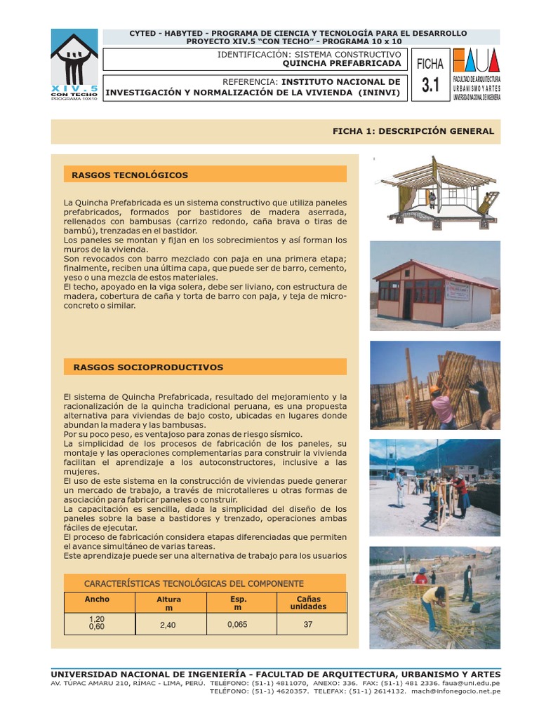 Quincha Prefabricada PDF | PDF | Materiales de construcción | edificio