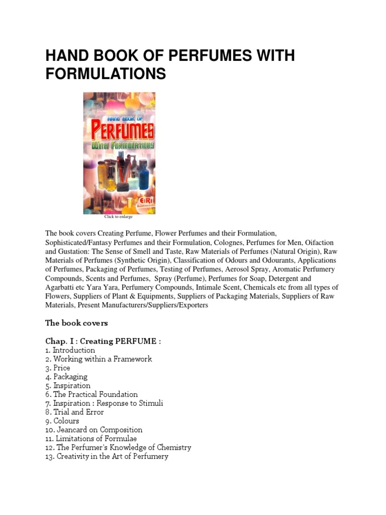 Perfume Formulation Technology Hand Book | PDF | Perfume | Chemistry