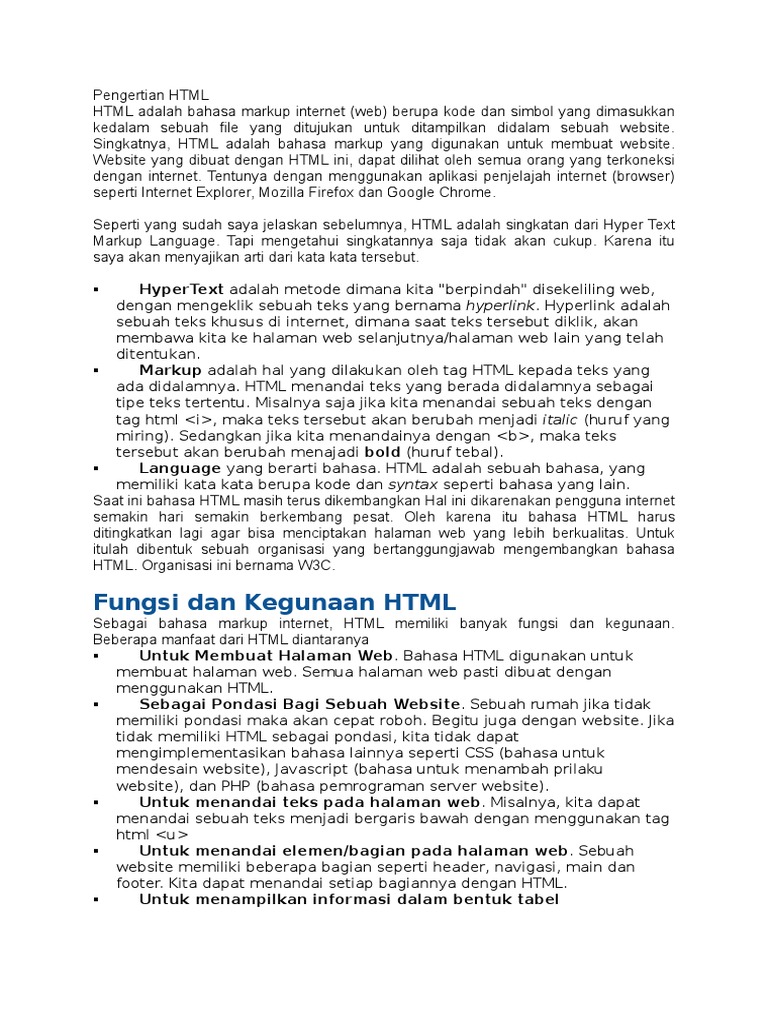 Pengertian HTML | PDF