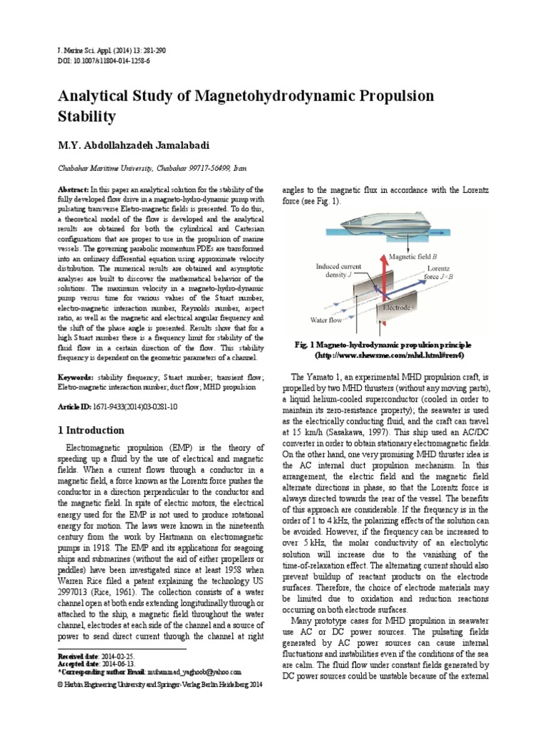 MHD Propulsion | PDF | Magnetohydrodynamics | Reynolds Number